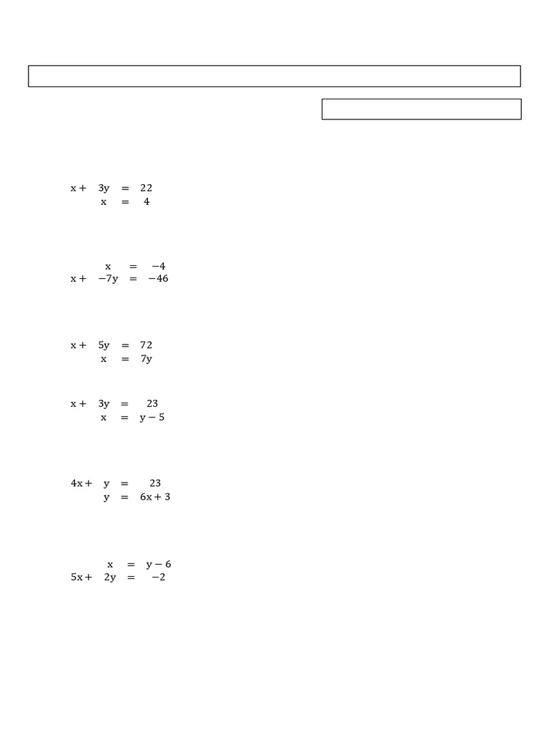 Solving Simultaneous Equations: Substitution | PDF