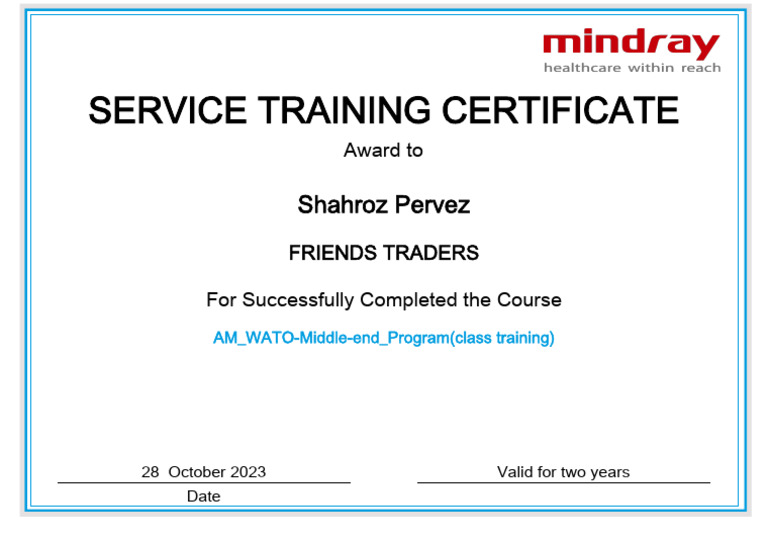 Shahroz Mindray AM_WATO-Middle-end_Program | PDF