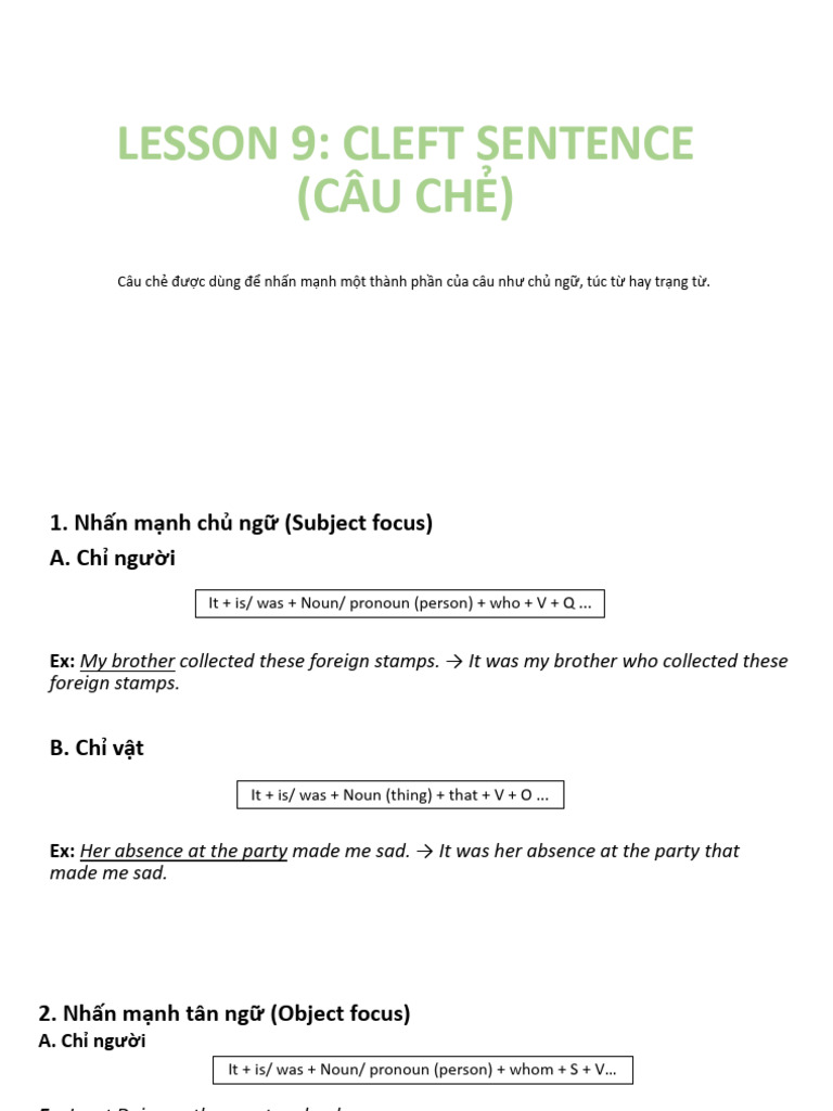 LESSON 9_CLEFT SENTENCE | PDF