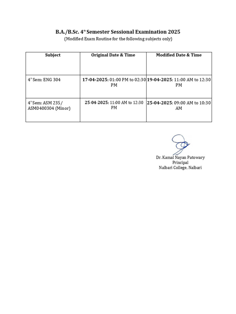 Modified Sessional Exam Routine 02 | PDF