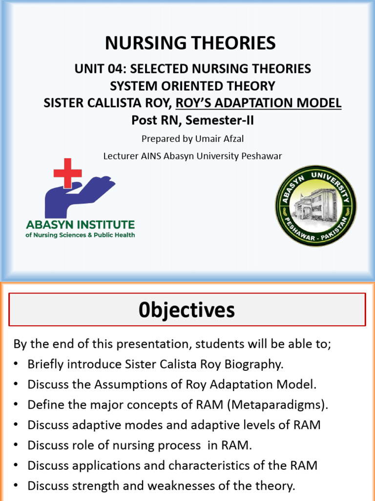 Roy's Adaptation Model in Nursing Theory | PDF | System | Consciousness