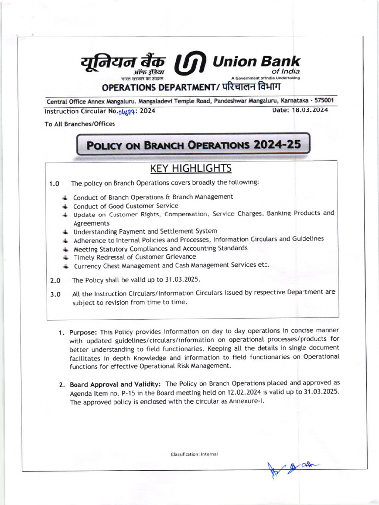 Branch Operations'04677-2024' With You | PDF | Policy | Regulatory ...