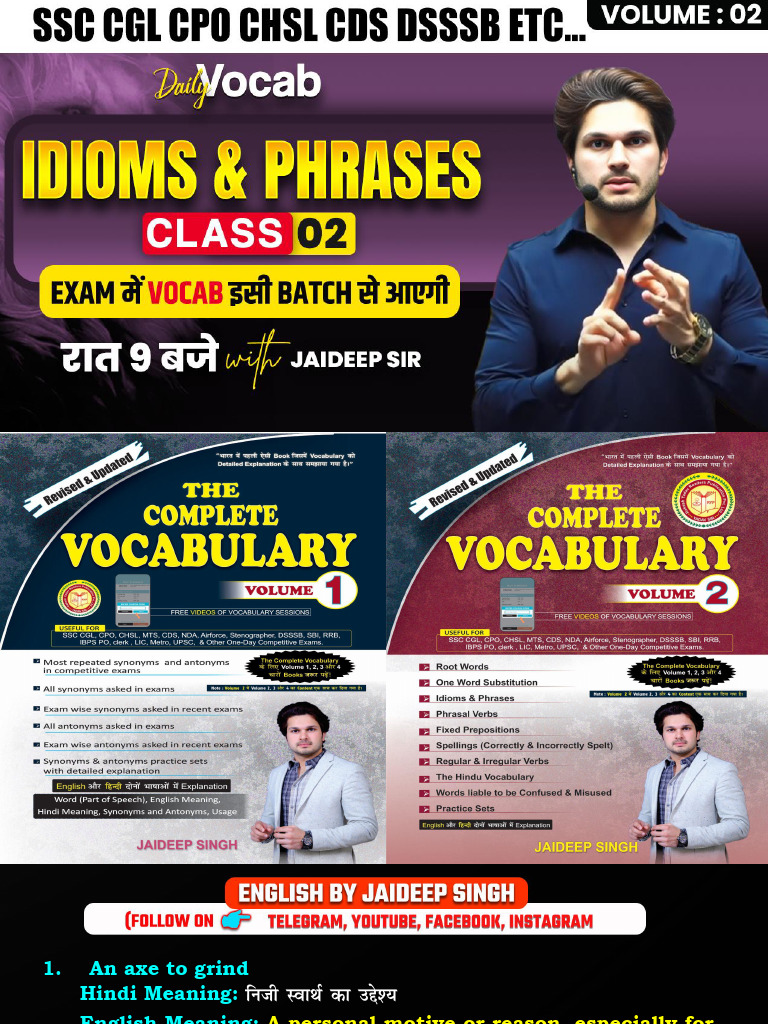 Idioms & Phrases Class 02 Vol. 02 | PDF