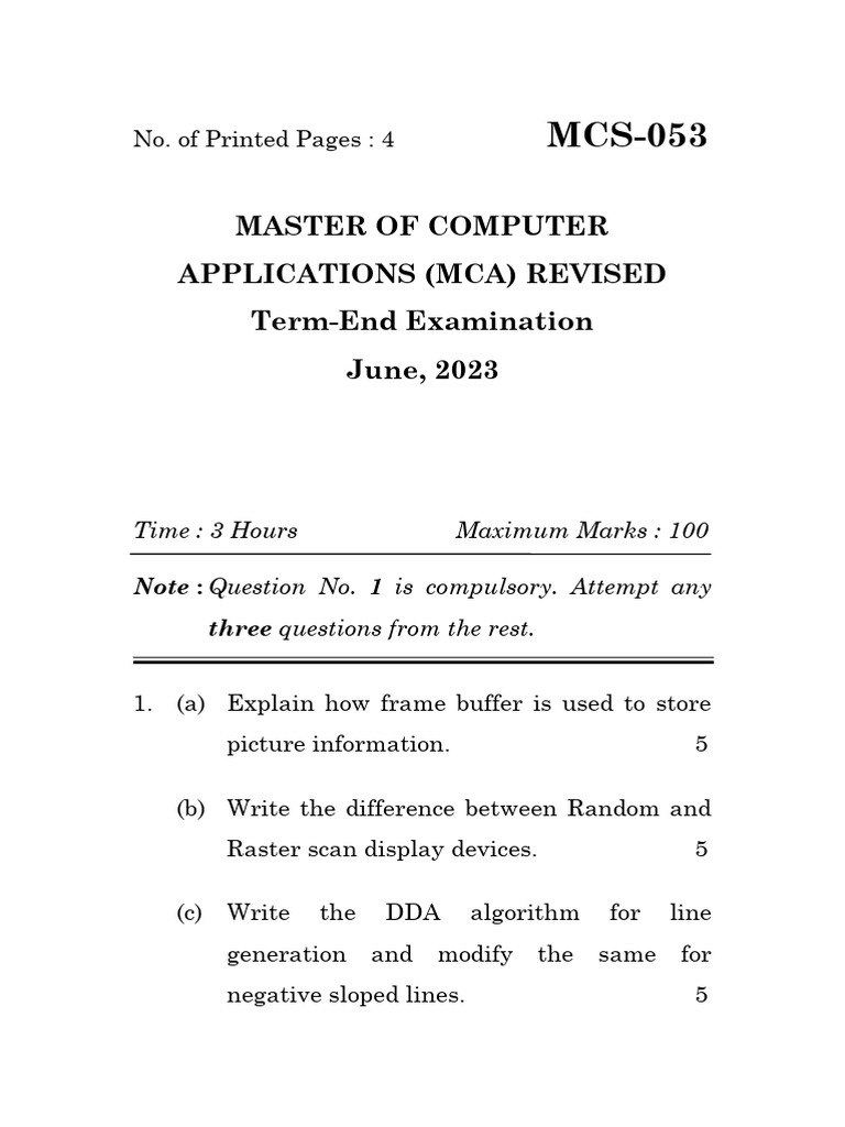 June 2023 Computer Graphics | PDF | Geometry | Graphics
