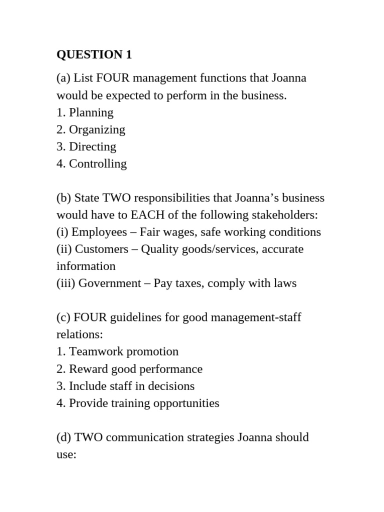 CSEC_POB_2024_Questions_1_to_5_Answered | PDF | Marketing | Employment