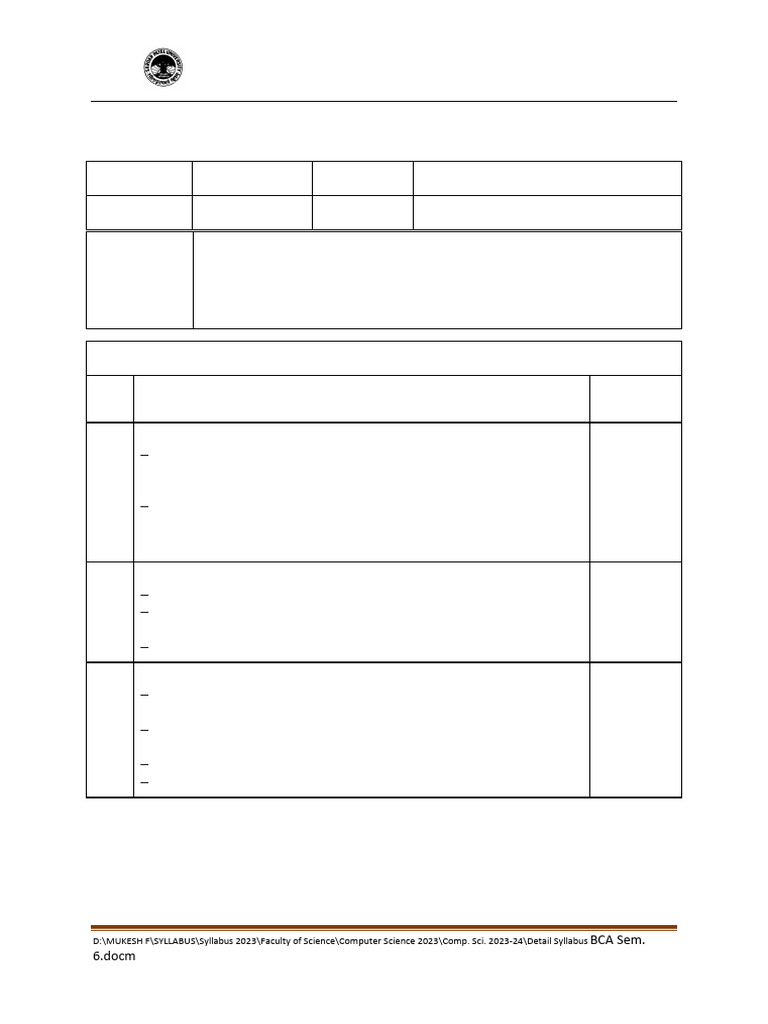 Detail Syllabus BCA Sem 6 | PDF | Computer Network | Php