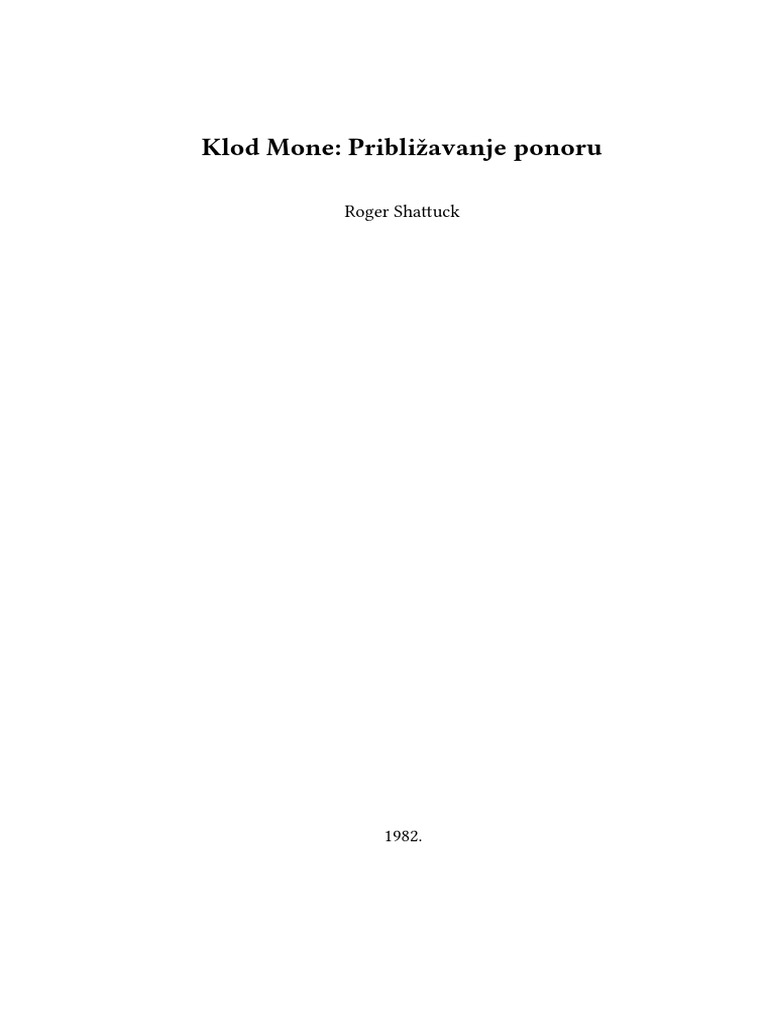 Roger Shattuck - Klod Mone: Približavanje Ponoru | PDF
