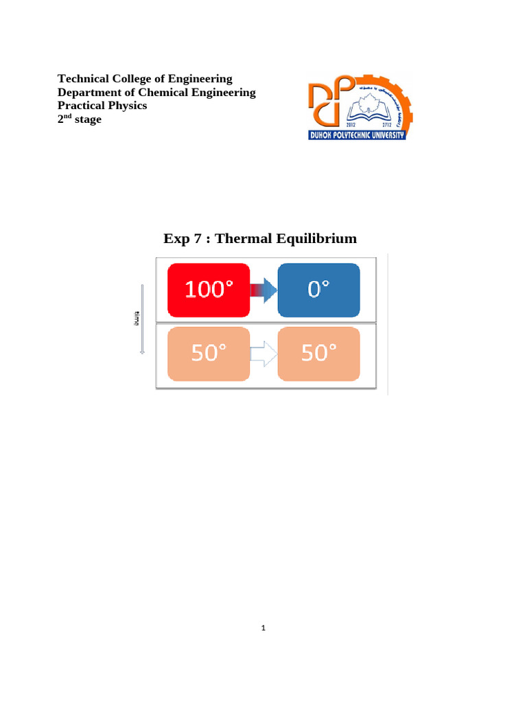 Exp (8) Thermal Equilibrium | PDF | Heat | Temperature