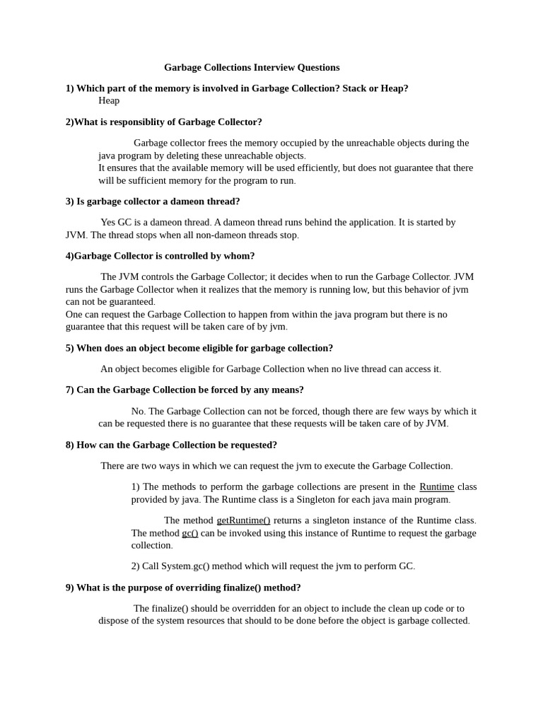 Garbage Collection | PDF | Java (Programming Language) | Method (Computer Programming)