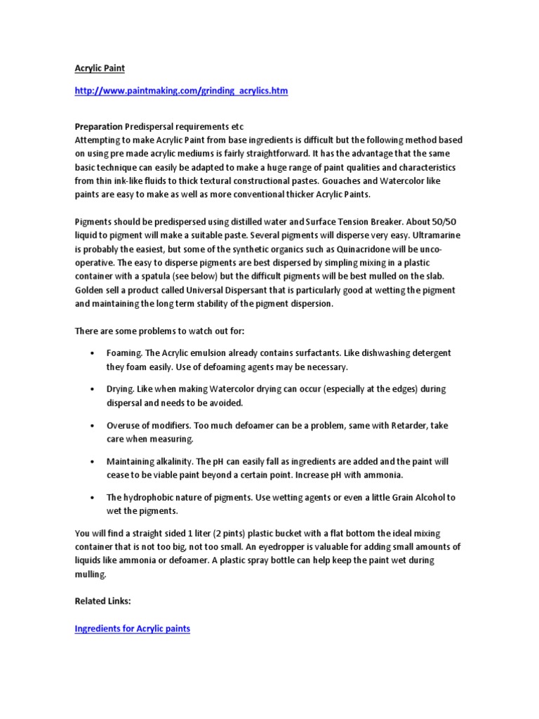 Acrylic Paint. Making | PDF | Acrylic Paint | Paint