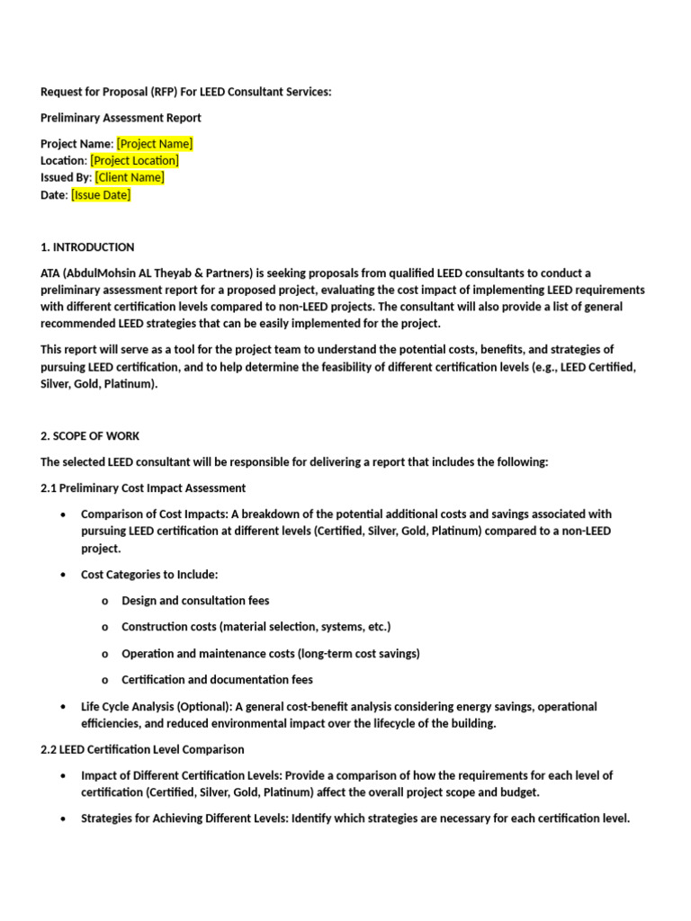LEED Cost Impact Assesment Report RFP | PDF | Green Building | Life ...