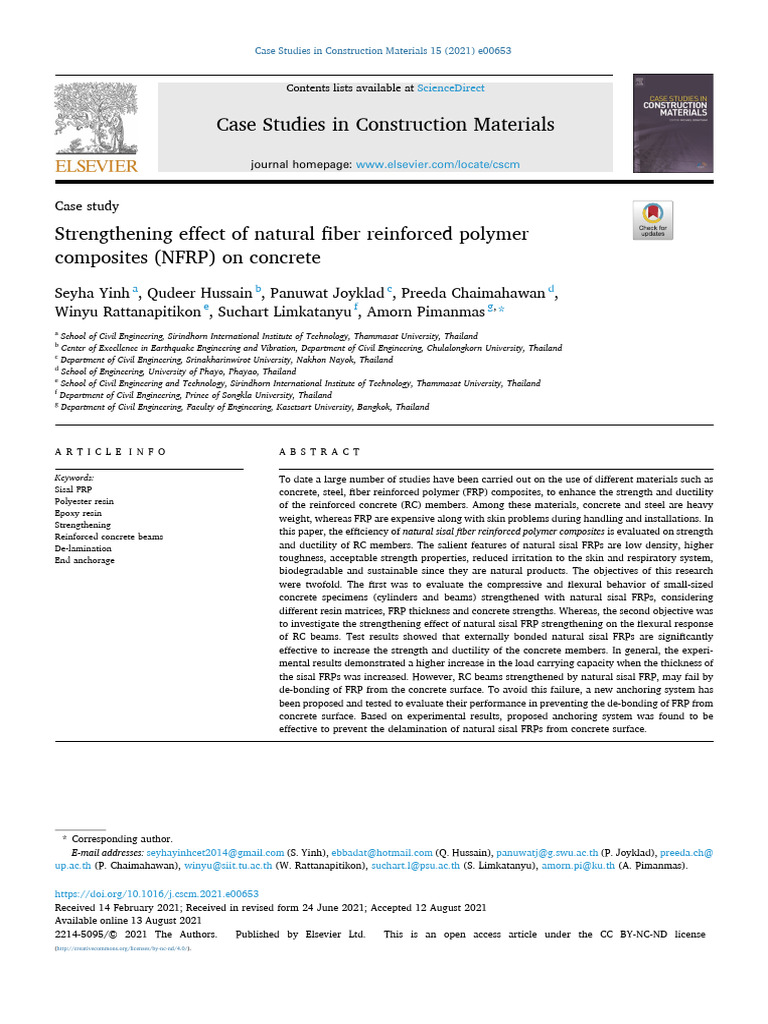 Strengthening Effect of NFRP On Concrete | PDF | Fibre Reinforced ...