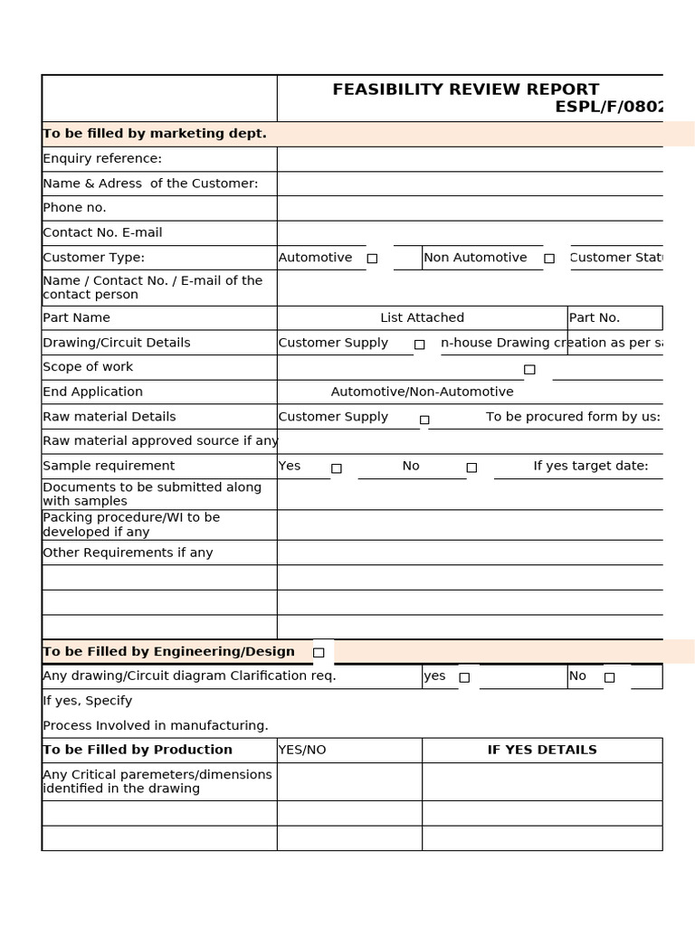 New Pre Feasibility Form | PDF