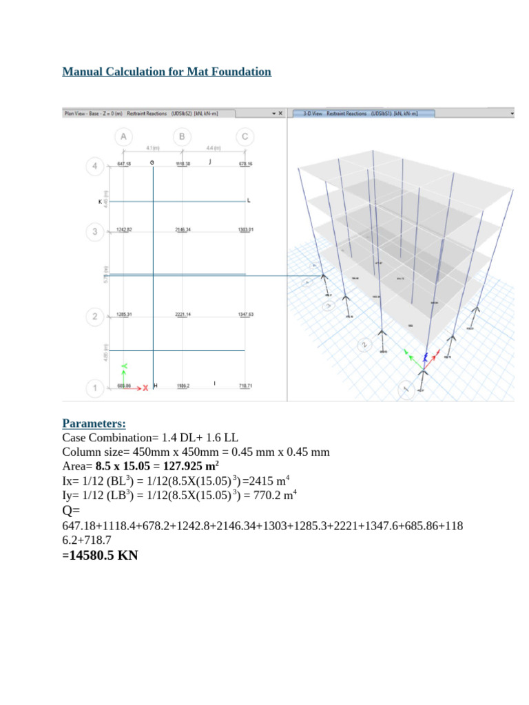 Manual Calculation For Mat Foundation | PDF