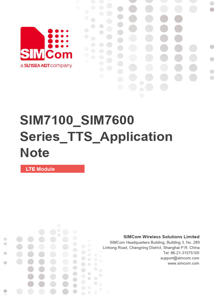 SIM7100 SIM7600 TTS App Note V3 | PDF | Speech Synthesis | Computer Science