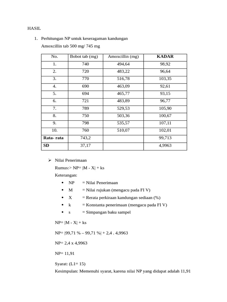 Rumus Keseragaman Bobot Tablet | PDF