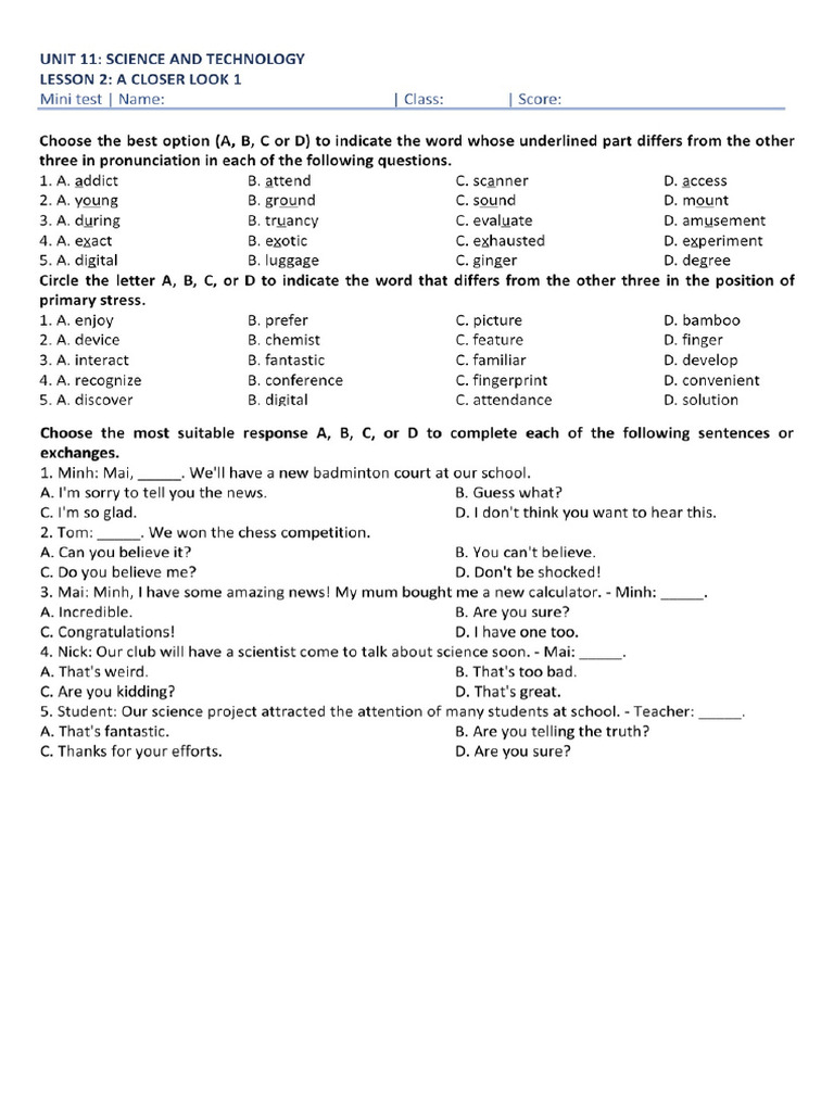 Unit 11 Science & Technology English 8 | PDF