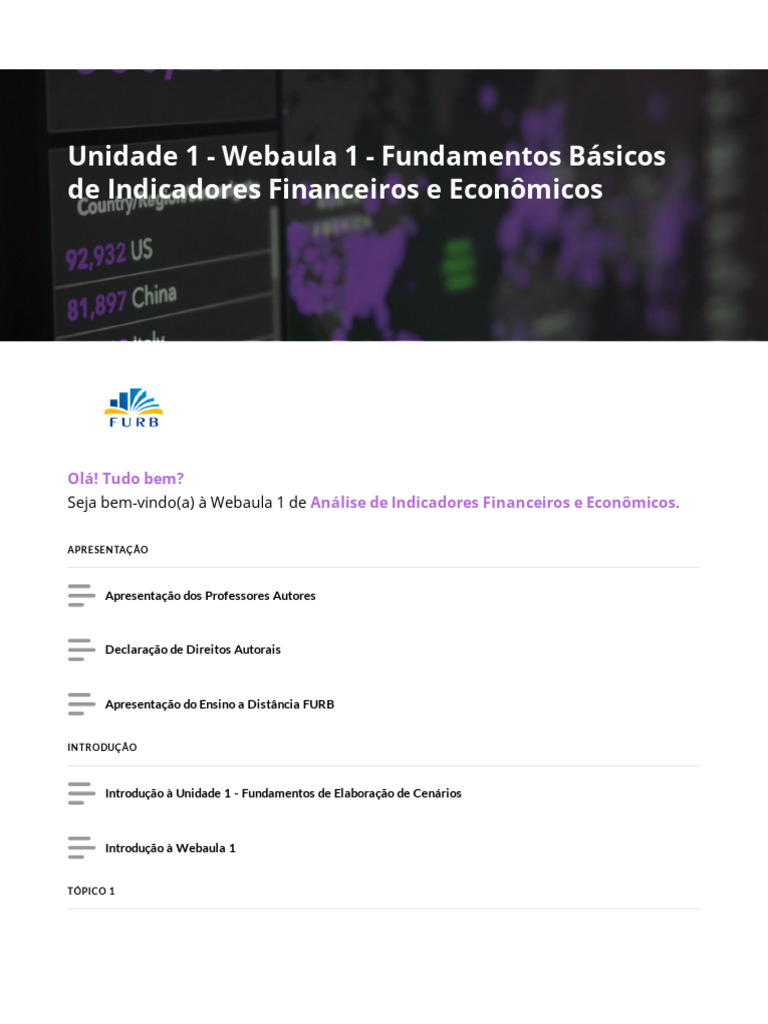 Unidade 1 Webaula 1 Fundamentos Basicos de Indicadores Financeiros e Economicos yUbJ3s9f | PDF ...