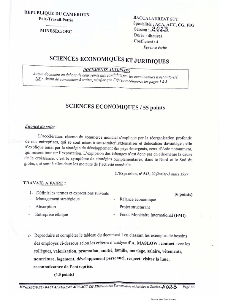 BAC STT 2023 SEJ R | PDF