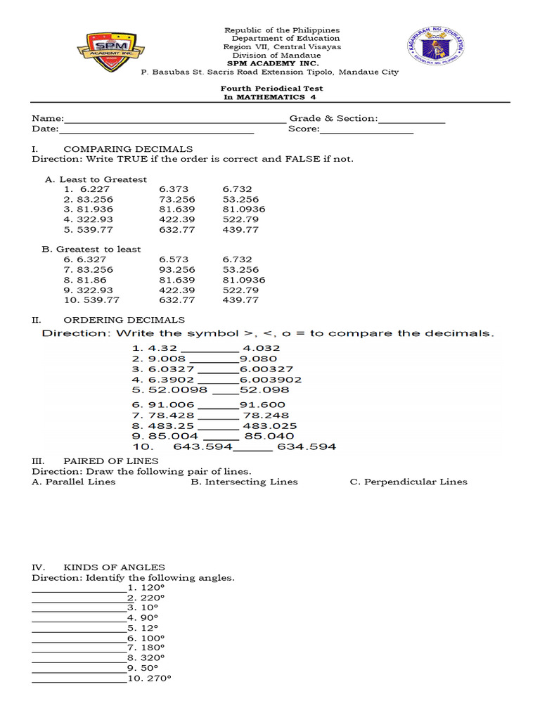 Fourth-Periodical-Test-in-MATH | PDF