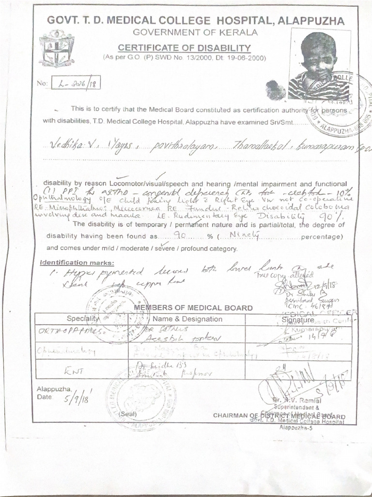 Disability Certificate | PDF