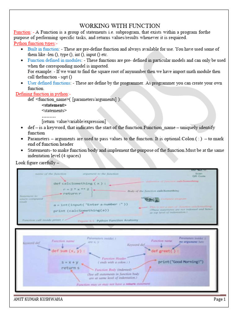 Ch 3 Working With Functions Pdf Parameter Computer Programming