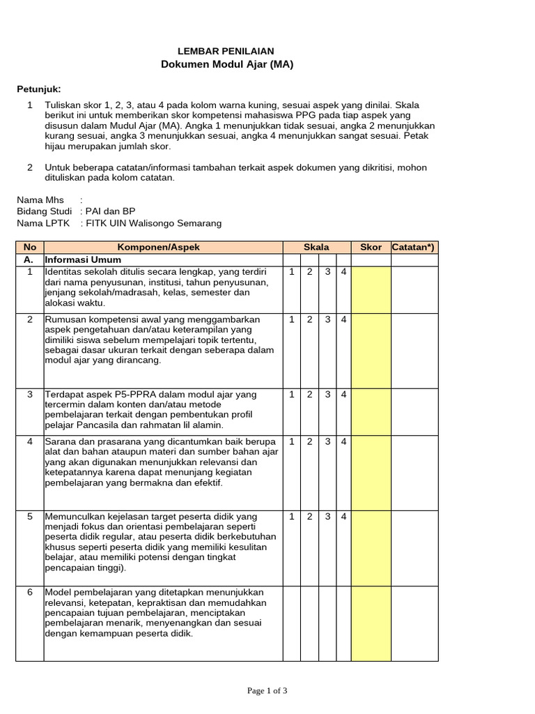 Intrumen - Modul Ajar | PDF