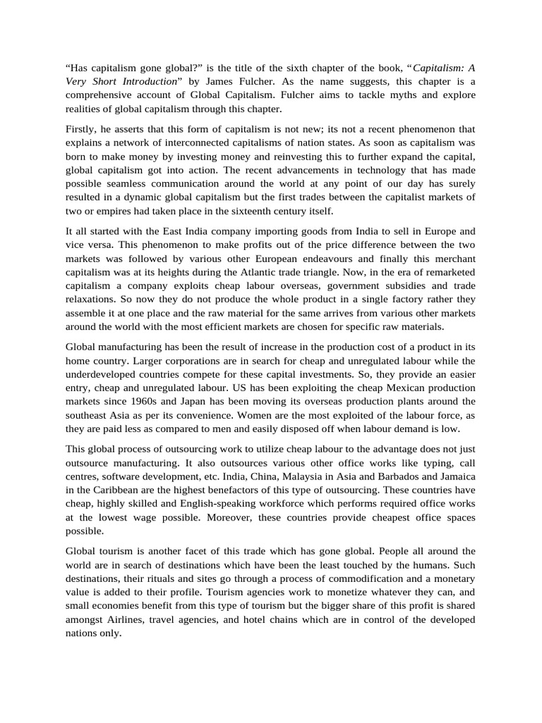 Global Capitalism: Myths and Realities | PDF | Capitalism | Business Cycle