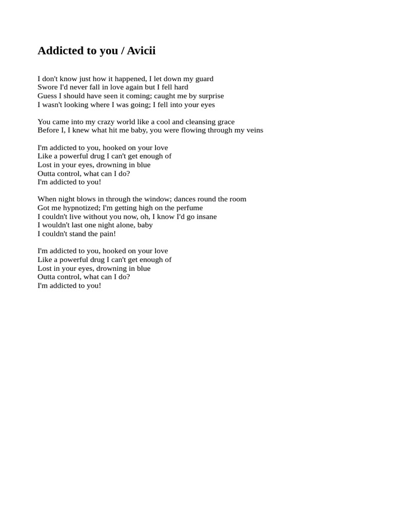 Avicii's "Addicted to You" Lyrics | PDF