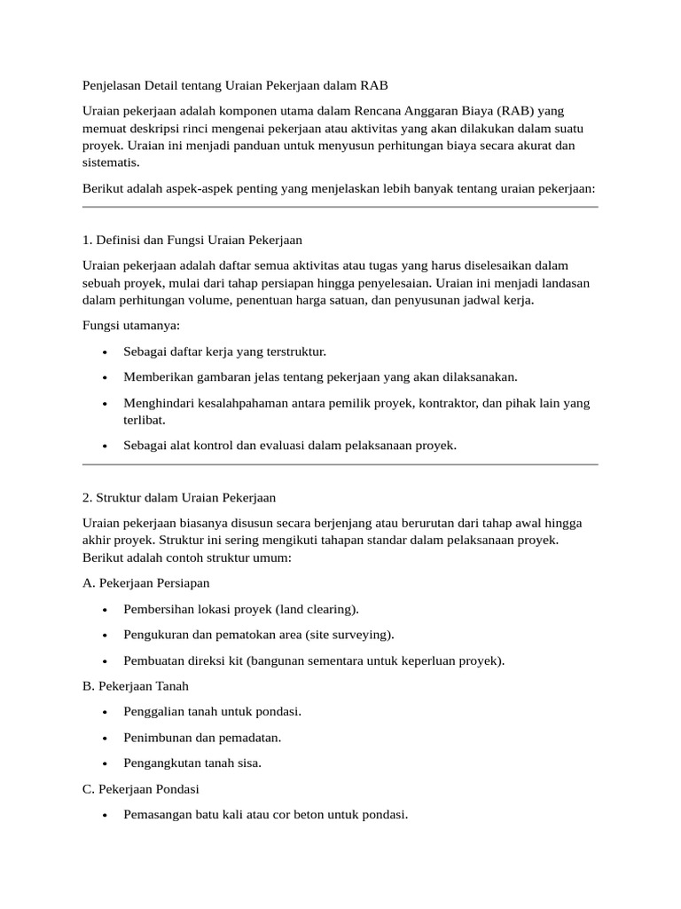 Penjelasan Tinjauan RAB Anjeli | PDF