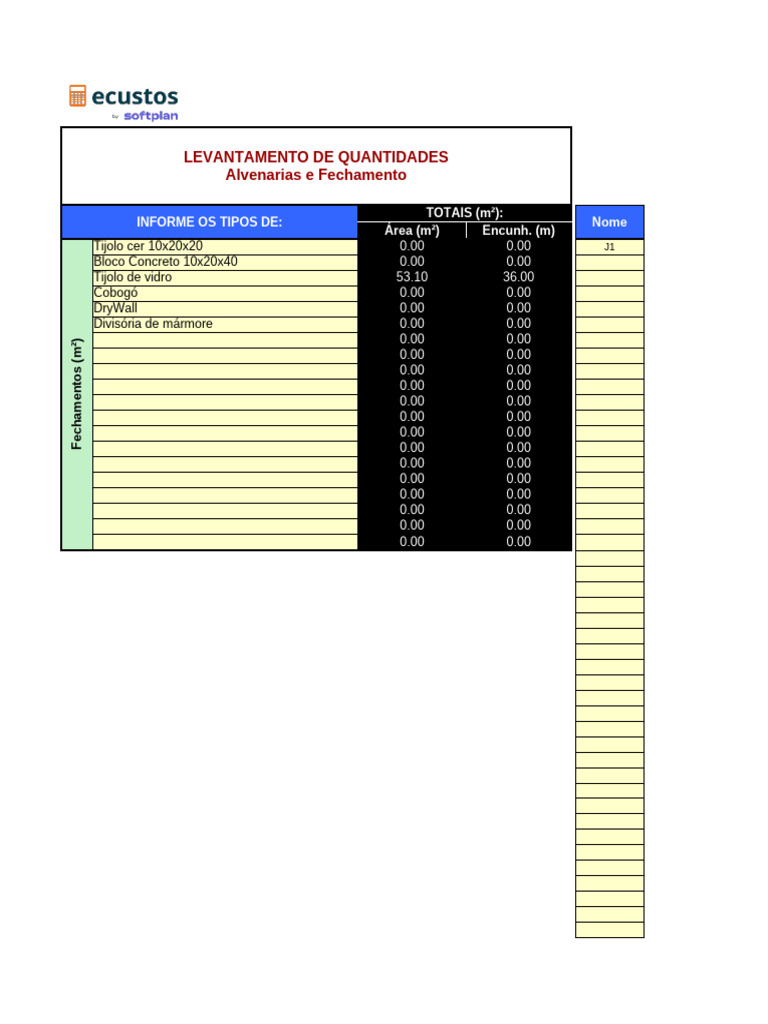 Planilhas Levantamento de Quantitativos | PDF
