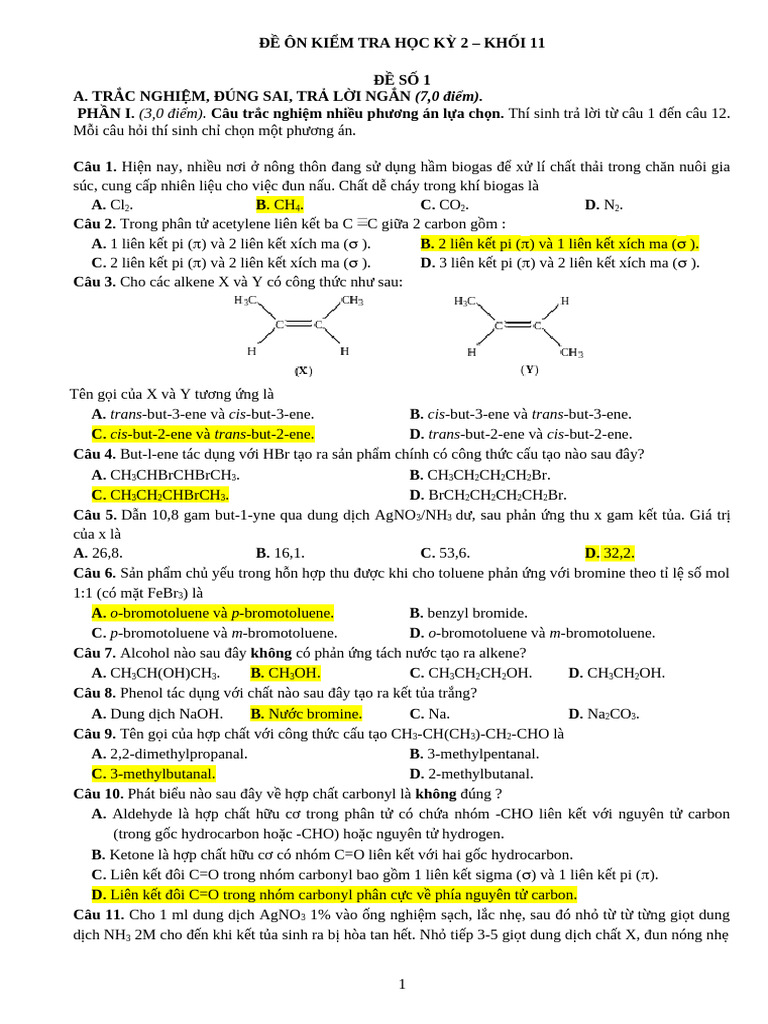 ĐỀ ÔN KIỂM TRA CK2-11-T.Tèo | PDF
