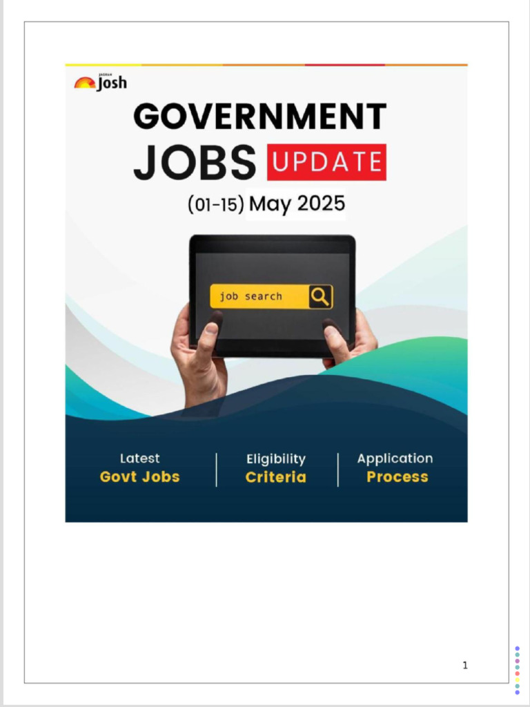Jagran Josh Govt Jobs 01 May - 15 May 2025 | PDF