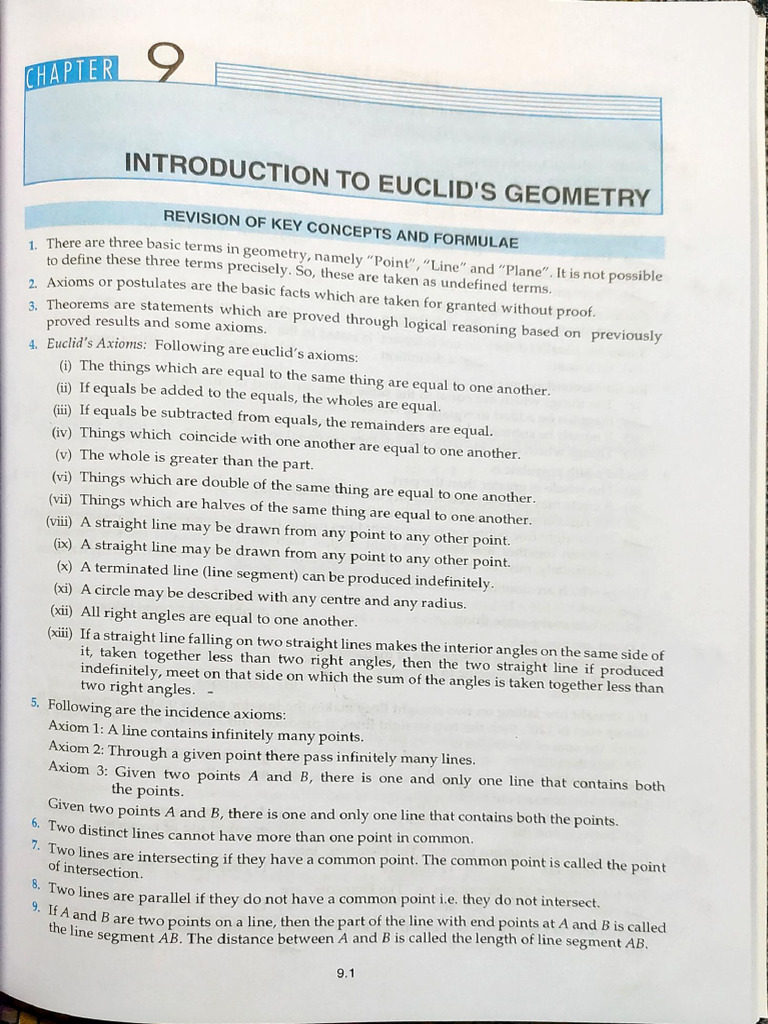 Chapter 5 Euclid - S Geometry MCQ | PDF