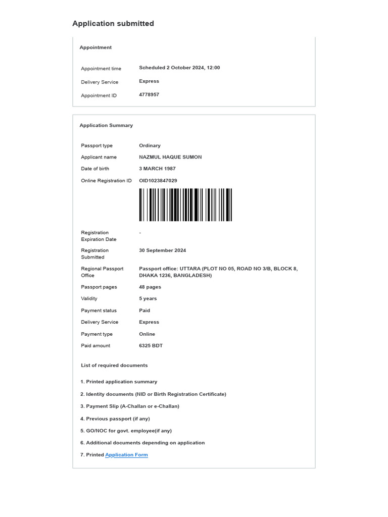 E Passport Online Registration Portal Nazmul Haque Sumon | PDF