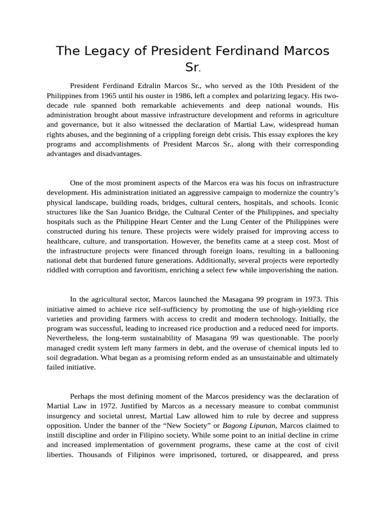 The Complex Legacy of Marcos Sr. | PDF | Philippines | Economies