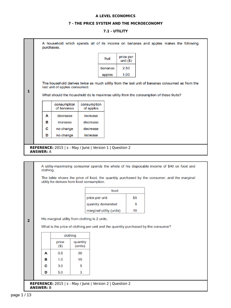A Level Economics: Price System Insights | PDF | Economics | Economies