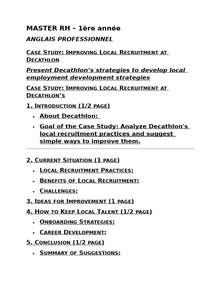 Enhancing Decathlon's Local Recruitment | PDF