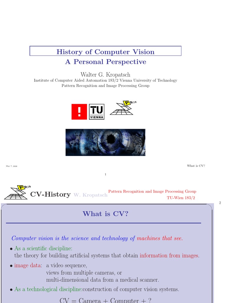 History of Computer Vision A Personal Perspective | PDF | Computer ...