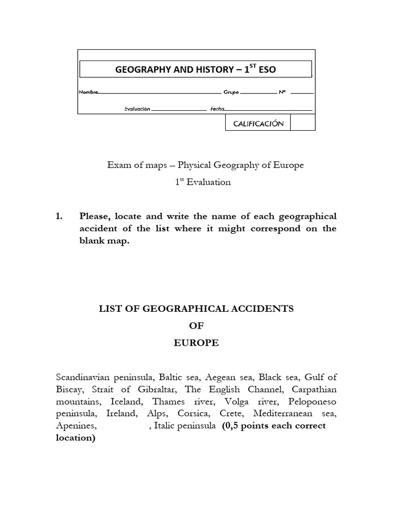 Examen de Mapas - Europa - Completo | PDF