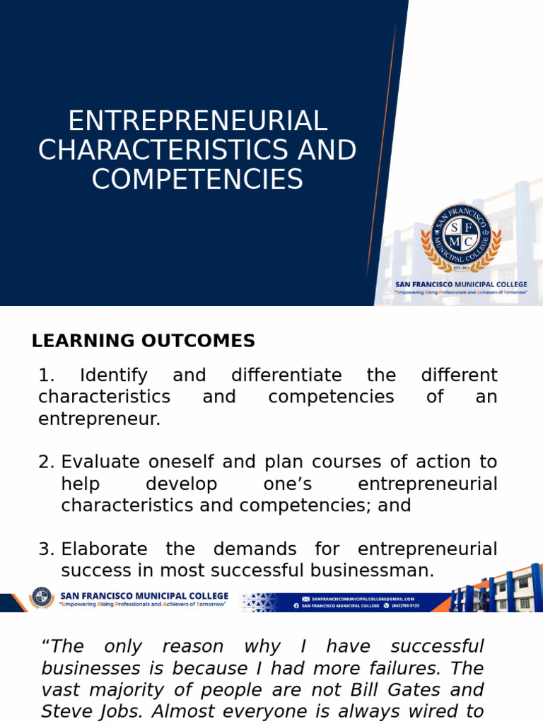 ENTREPRENEURIAL-CHARACTERISTICS-COMPETENCIES | PDF | Entrepreneurship ...