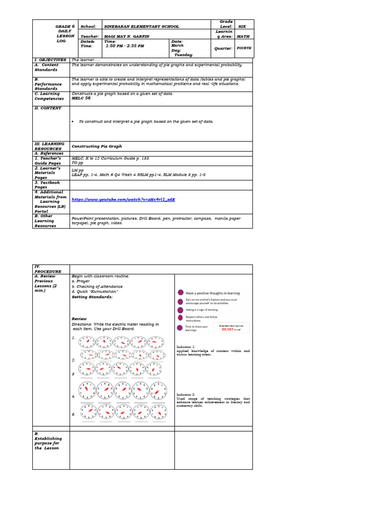SMAF-MATH &TLE DLL-Feb. 18, 2025 | PDF | Learning | Pie Chart