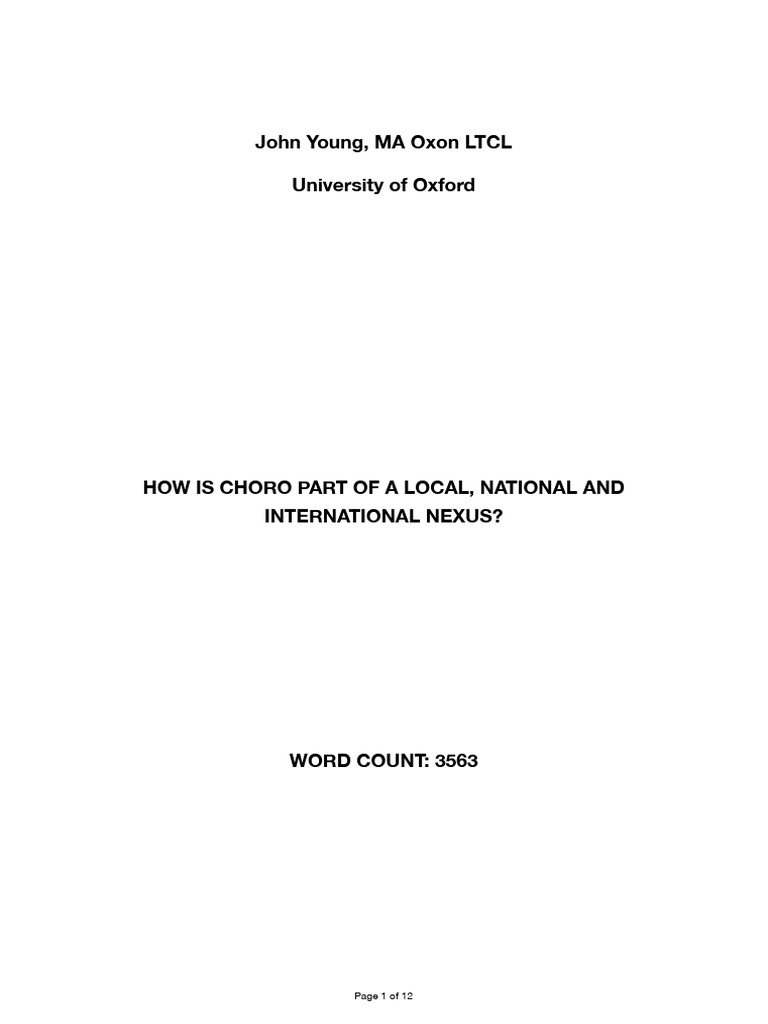 How Is Coro Part of A Local, National and International Nexus - John Young | PDF | Musicology