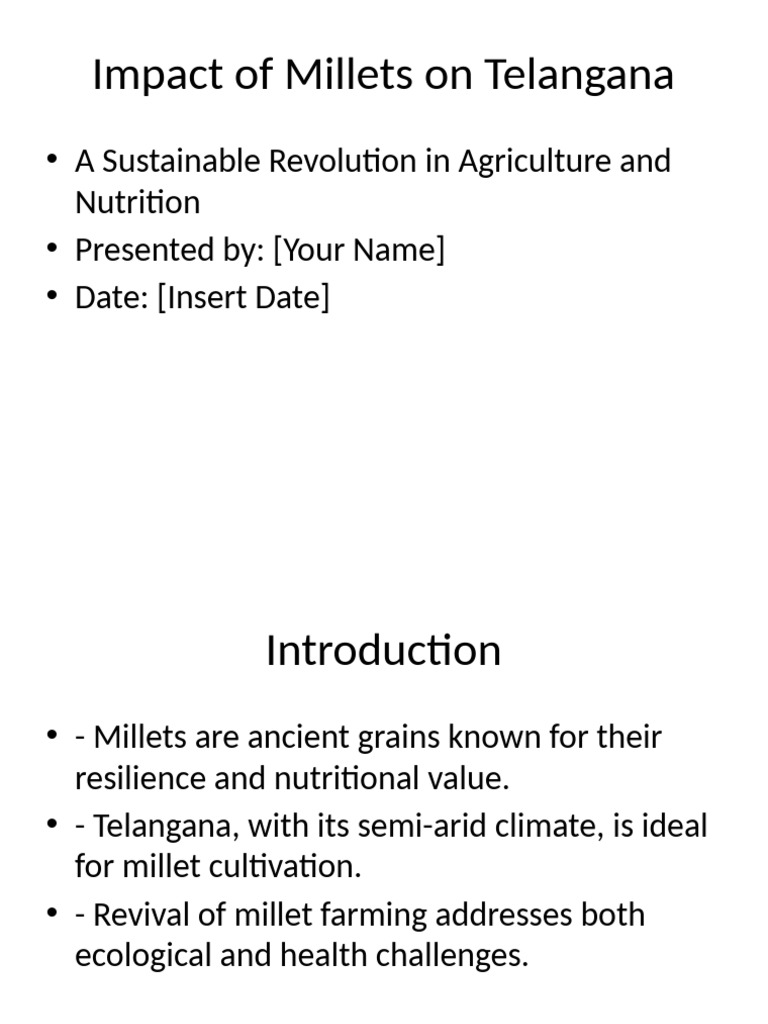 Millets: A Sustainable Future for Telangana | PDF