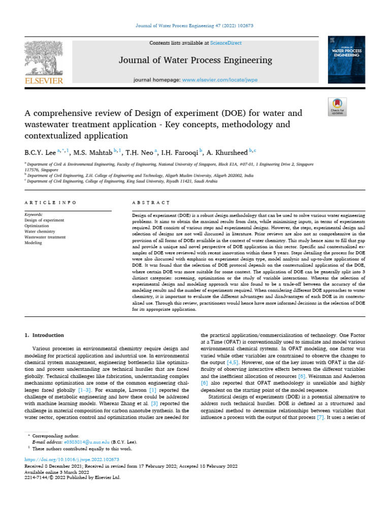 A Comprehensive Review of Design of Experiment (DOE) ... | PDF | Design Of Experiments ...