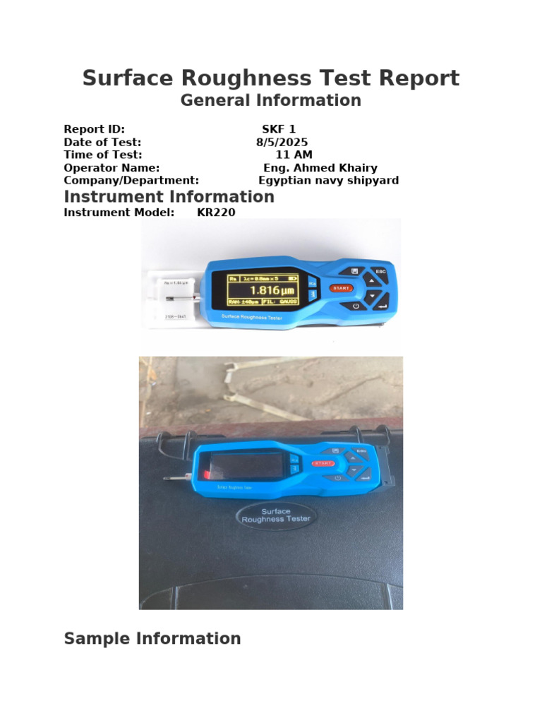 Surface Roughness Tester Meter KR220 | PDF