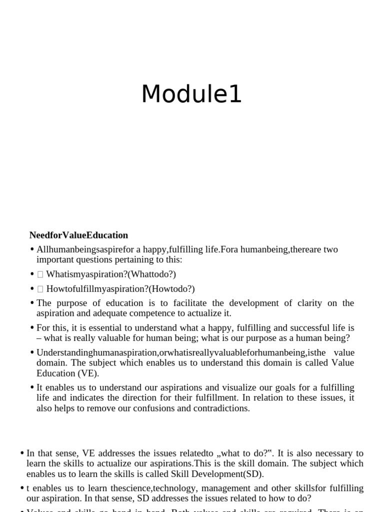 UHV Complete Notes Module 1,2, 3 | PDF | Happiness | Psychology