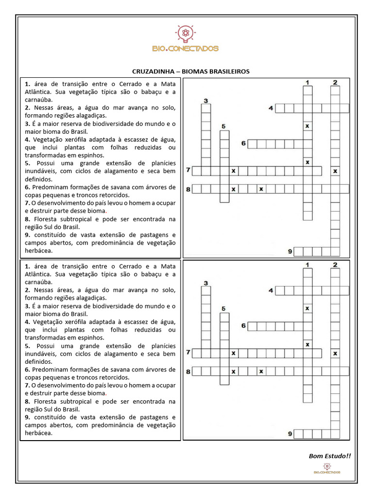 Cruzadinha Sobre Biomas Brasileiros Pdf