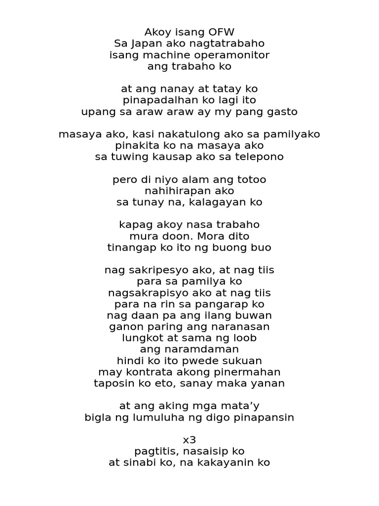 Akoy isang OFW | PDF