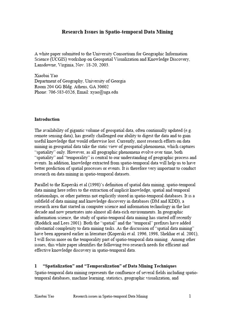 (Yao) ResearchIssuesInSpatioTemporalDataMining | PDF | Data Mining | Spatial Analysis